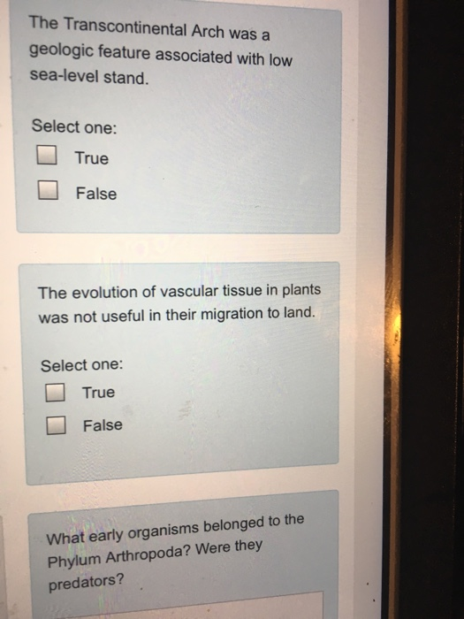 Solved The Transcontinental Arch was a geologic feature | Chegg.com