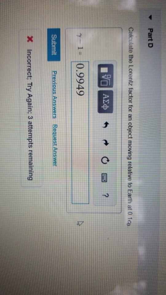 Solved Problem 14.28 Part A Calculate the Lorentz factor for | Chegg.com