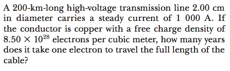Solved A 200-km-long high-voltage transmission line 2.00 cm | Chegg.com