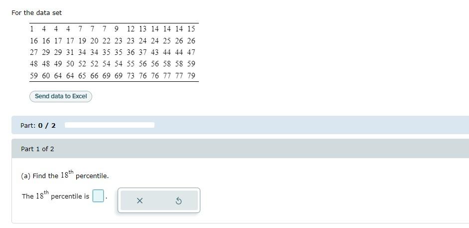 Solved For the data set Part: 0/2 Part 1 of 2 (a) Find the | Chegg.com