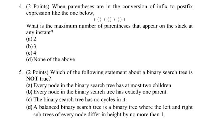 Solved 4. (2 Points) When parentheses are in the conversion | Chegg.com