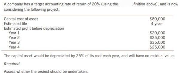 A company has a target accounting rate of return of | Chegg.com