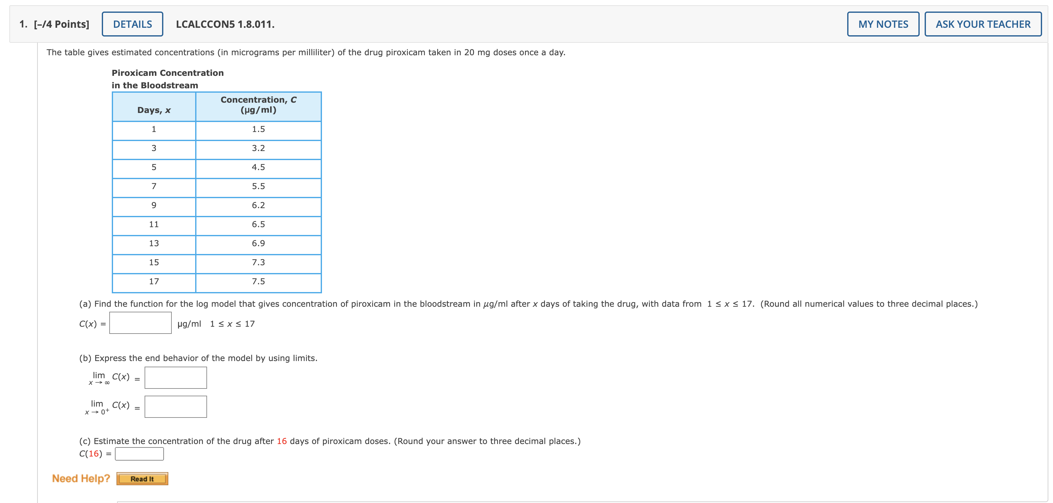 Solved The table gives estimated concentrations (in | Chegg.com