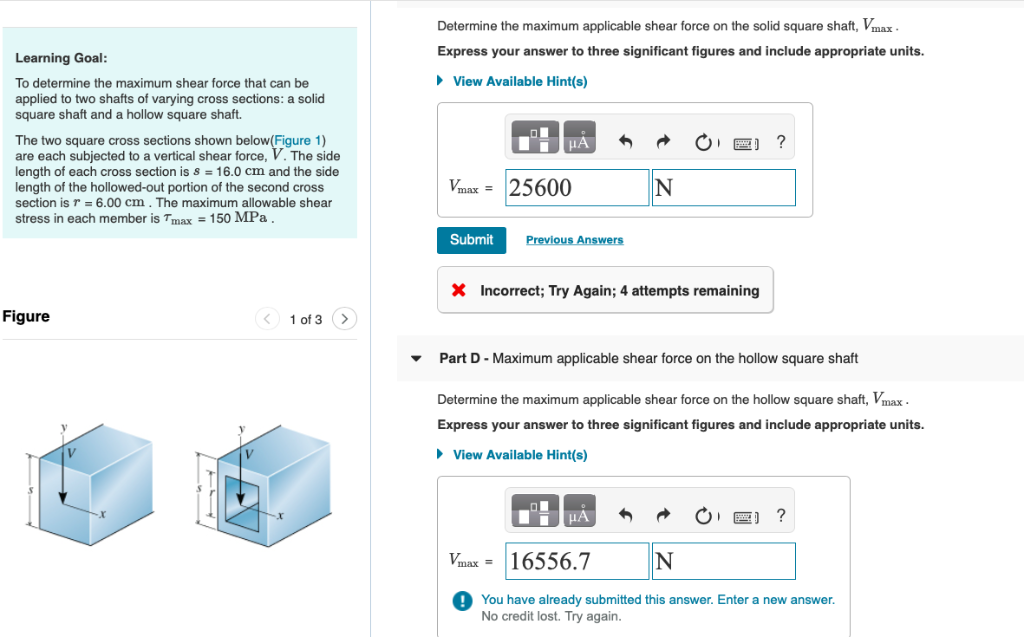 Solved Determine the maximum applicable shear force on the | Chegg.com