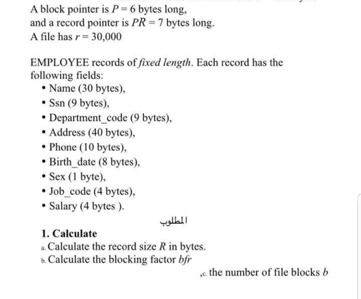 Solved A Block Pointer Is P 6 Bytes Long And A Record 4955