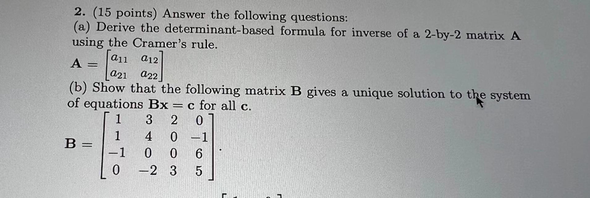 Solved 2. (15 points) Answer the following questions: (a) | Chegg.com