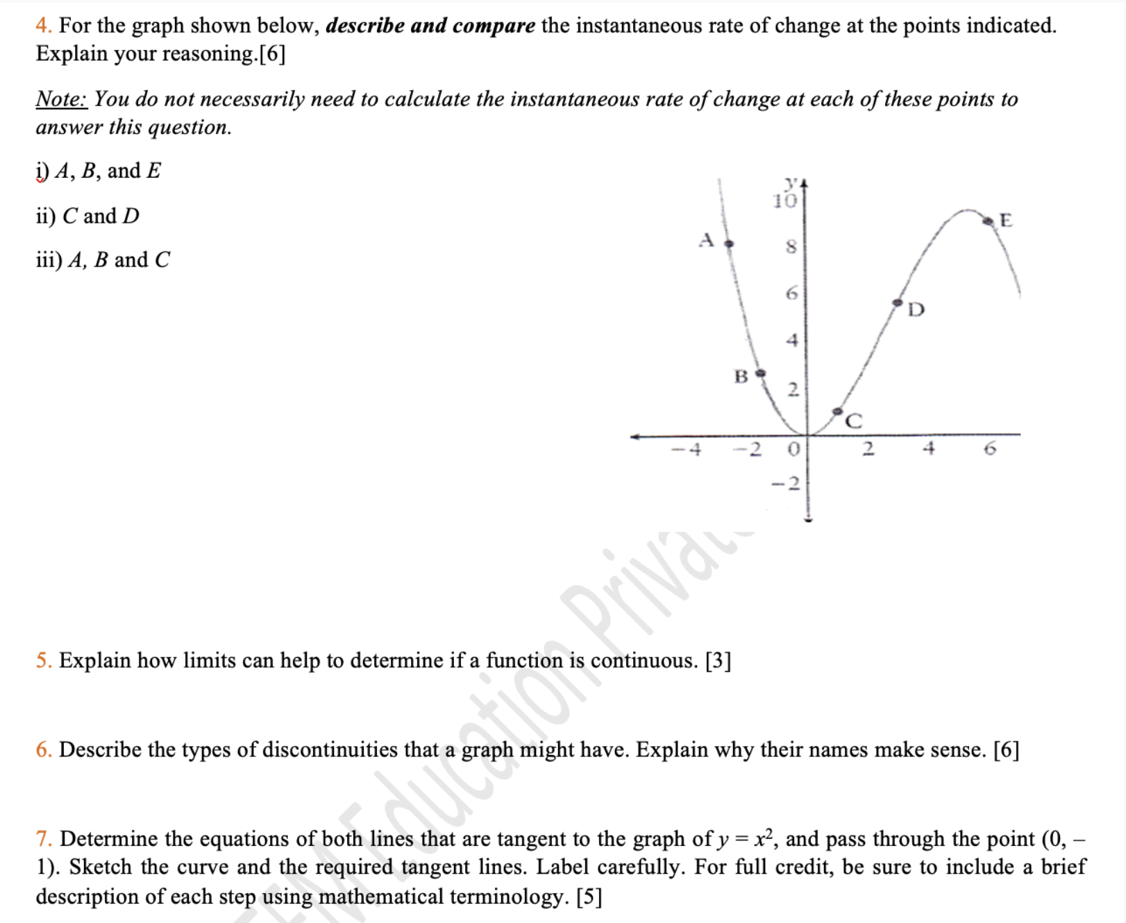 For the graph shown below, describe and compare the | Chegg.com