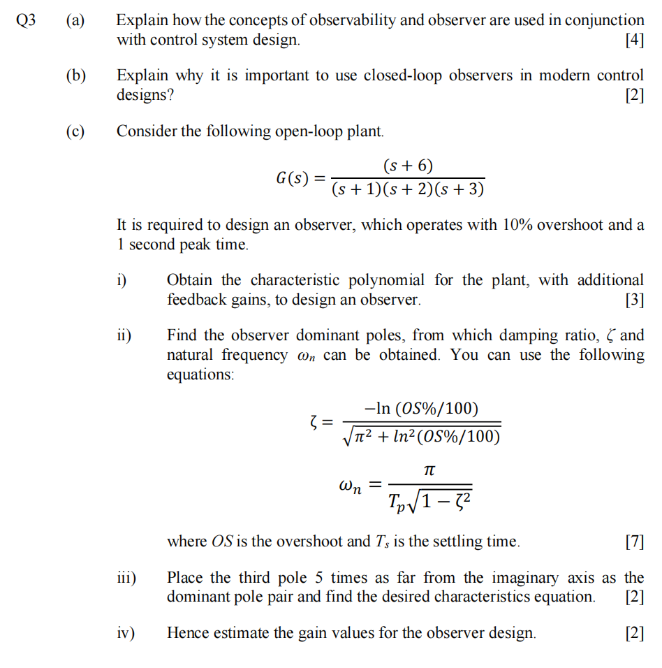 Solved (a) Explain how the concepts of observability and | Chegg.com