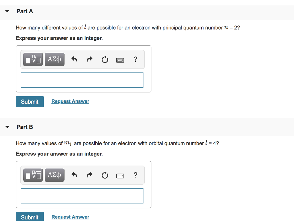 Solved Part A How many different values of l are possible | Chegg.com
