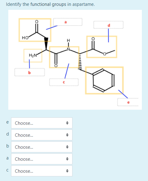 Solved Identify the functional groups in aspartame. d но H2N | Chegg.com