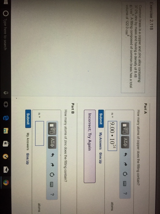 Solved Common brass is a copper and zinc alloy containing | Chegg.com