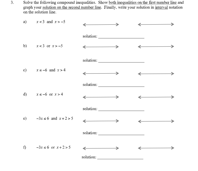 Solved 3. Solve the following compound inequalities. Show | Chegg.com