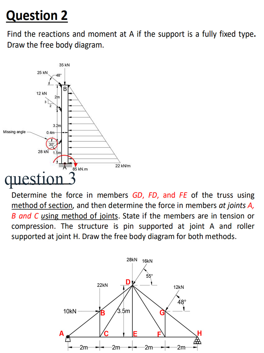 Solved Question 2 Find the reactions and moment at A if the | Chegg.com