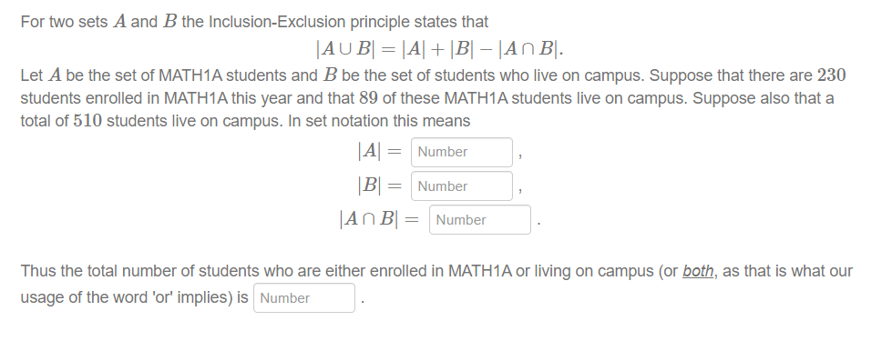 Solved For two sets A and B the Inclusion-Exclusion | Chegg.com