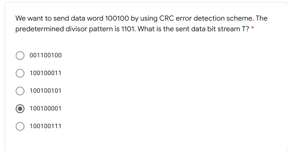 Solved we want to send data word 100100 by using crc error | Chegg.com