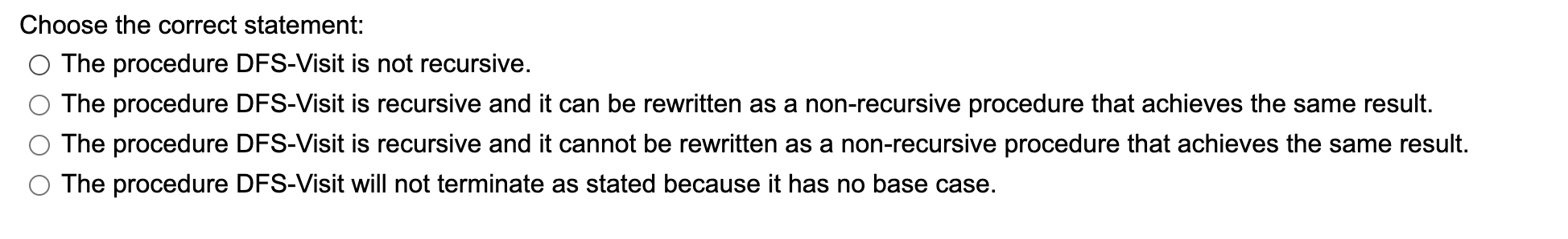 Solved Choose the correct statement: The procedure DFS-Visit | Chegg.com
