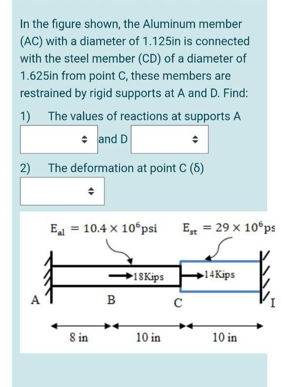Solved In the figure shown, the Aluminum member (AC) with a | Chegg.com