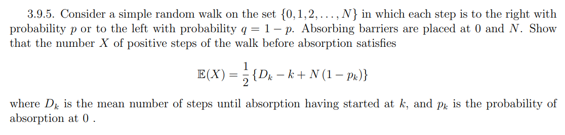 Solved 3.9.5. Consider a simple random walk on the set | Chegg.com