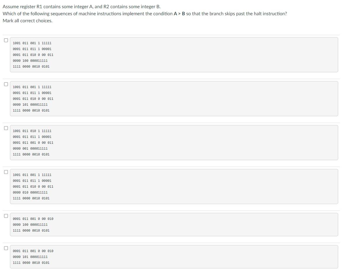 Assume register R1 contains some integer A, and R2 | Chegg.com