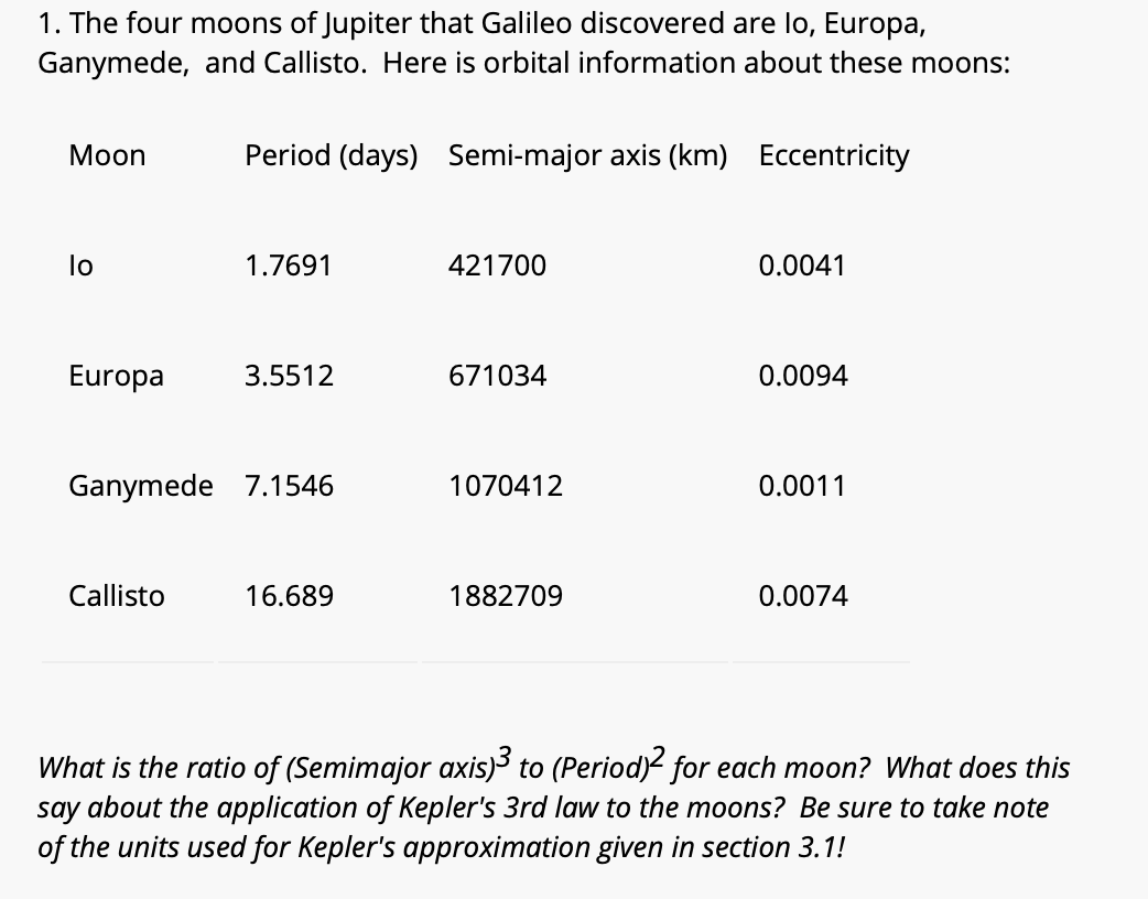 Solved 1b. Find orbital period (in yr), semimajor axis (in | Chegg.com
