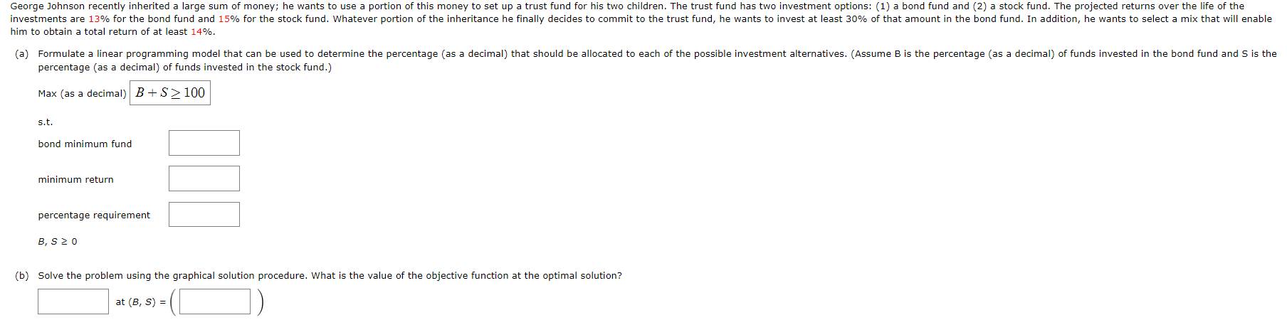 Solved George Johnson recently inherited a large sum of | Chegg.com