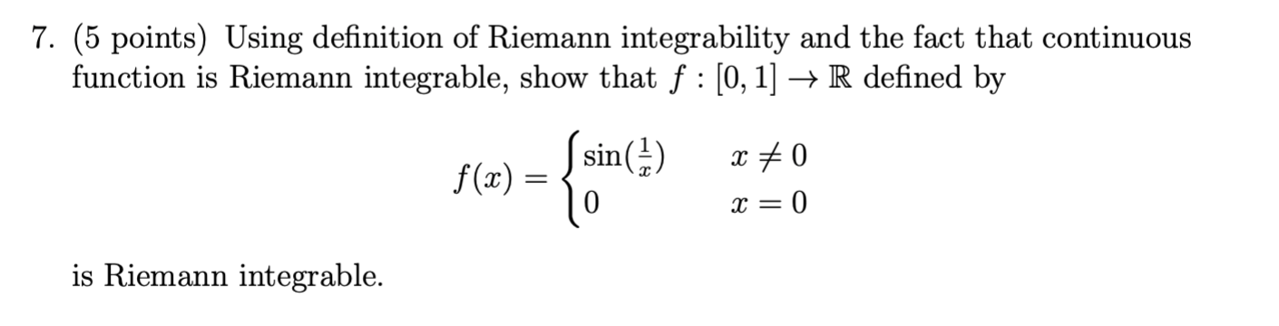 Solved 7. (5 points) Using definition of Riemann | Chegg.com