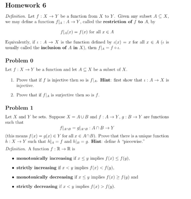 Solved Definition. Let f: X rightarrow Y be a function from | Chegg.com