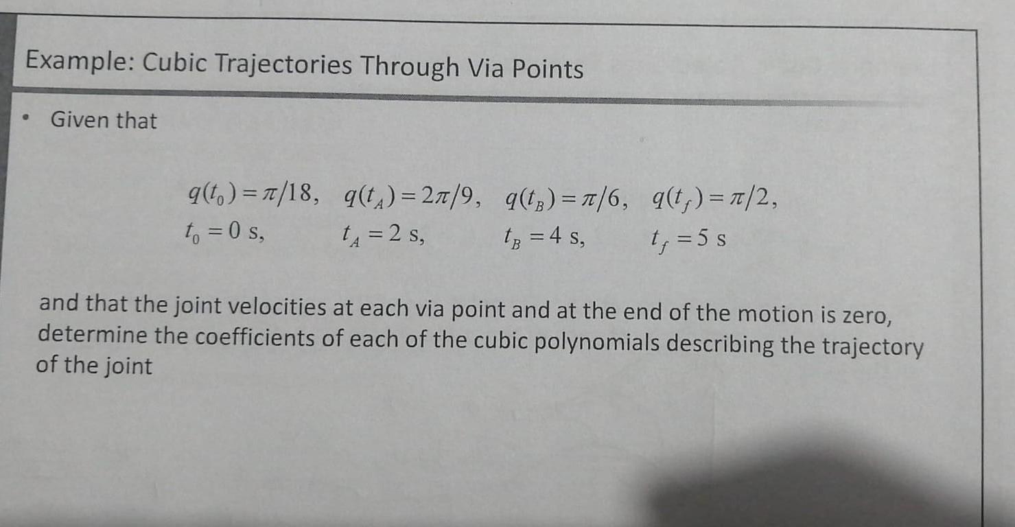 Example: Cubic Trajectories Through Via Points - | Chegg.com