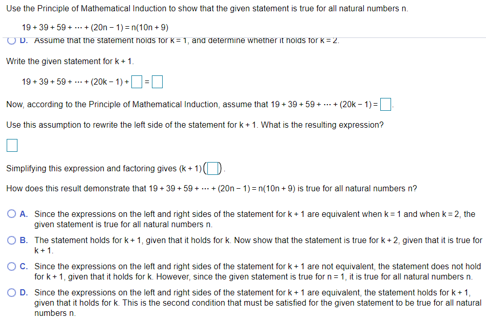 Solved Use the Principle of Mathematical Induction to show | Chegg.com