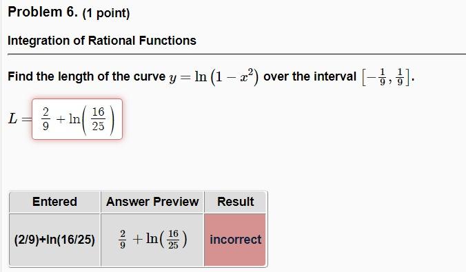 Solved Problem 6. (1 point) Integration of Rational | Chegg.com