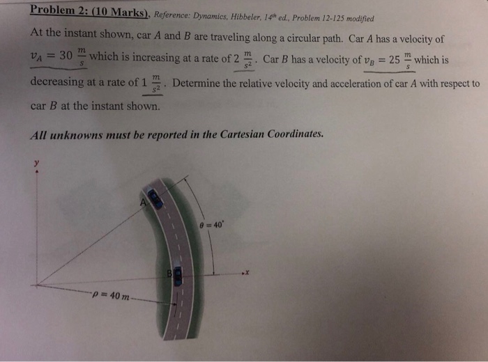 Solved Problem 2: 10 Marks), Reference: Dynamics, Hibbeler, | Chegg.com