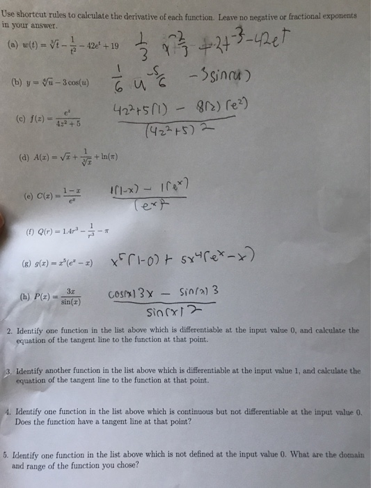 Solved Use shortcut rules to calculate the derivative of | Chegg.com