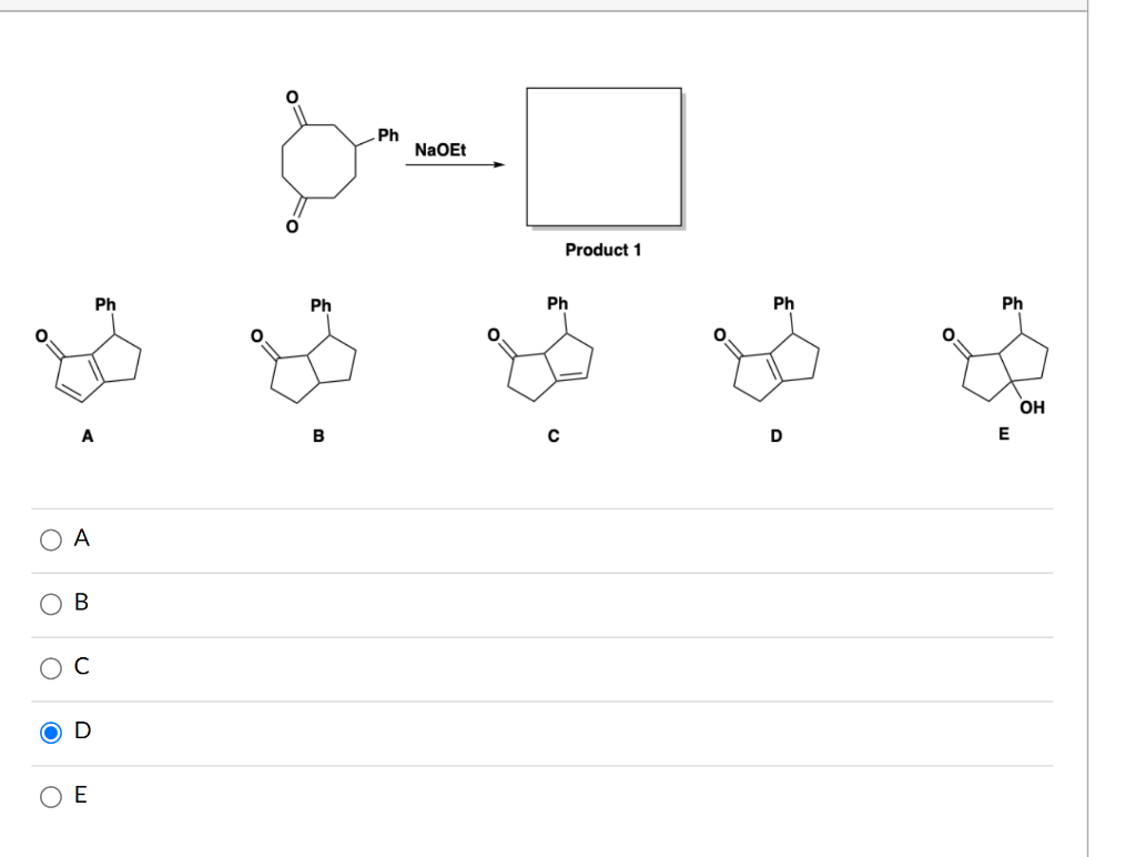 NaOEt Product 1 A B C D E | Chegg.com
