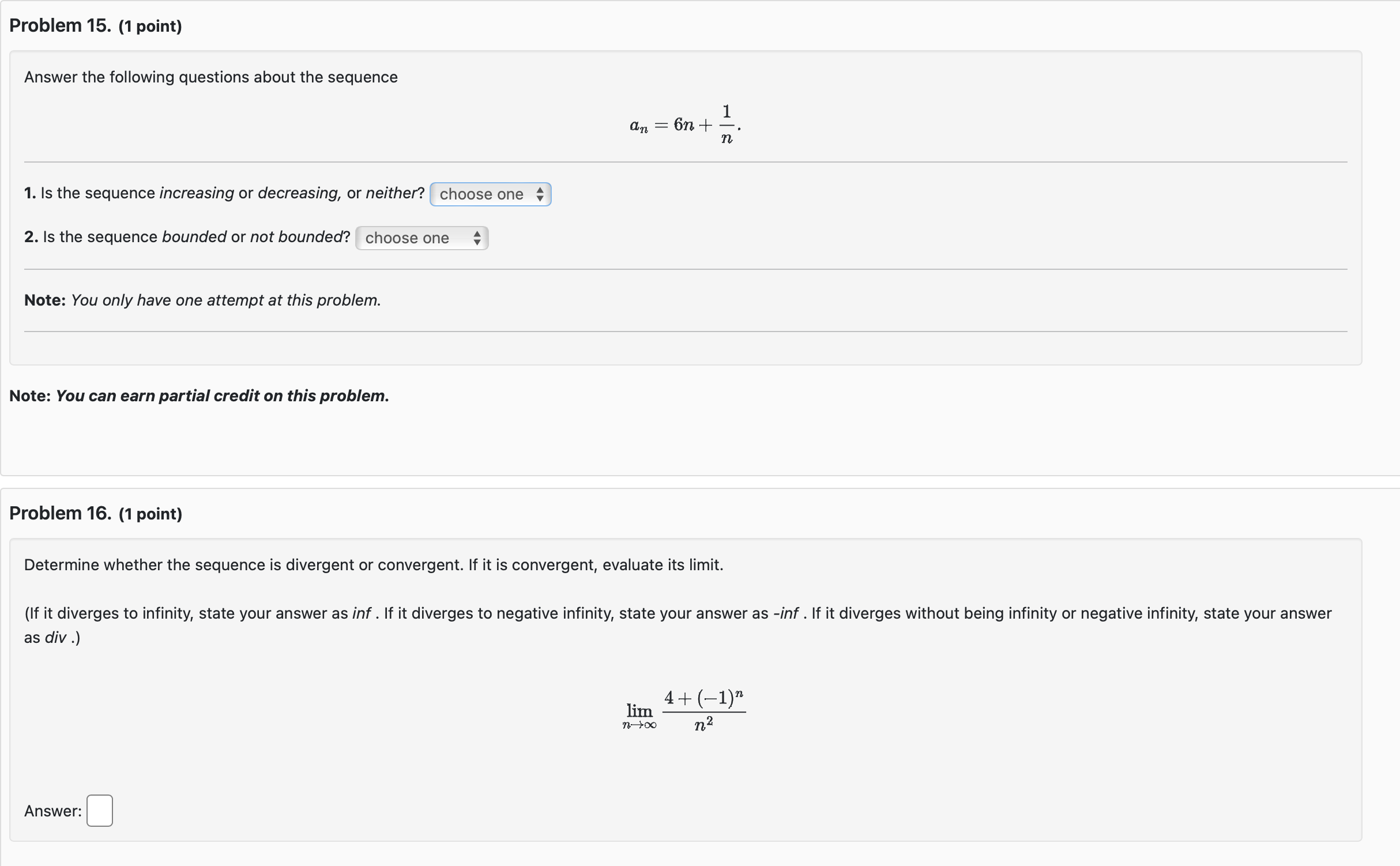 Solved Answer the following questions about the sequence \\[ | Chegg.com