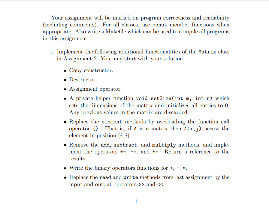 Solved Your assignment will be marked on program correctness | Chegg.com
