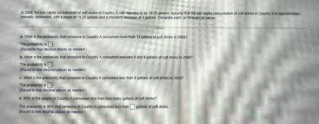 Solved For the following questions, create excel formulas | Chegg.com