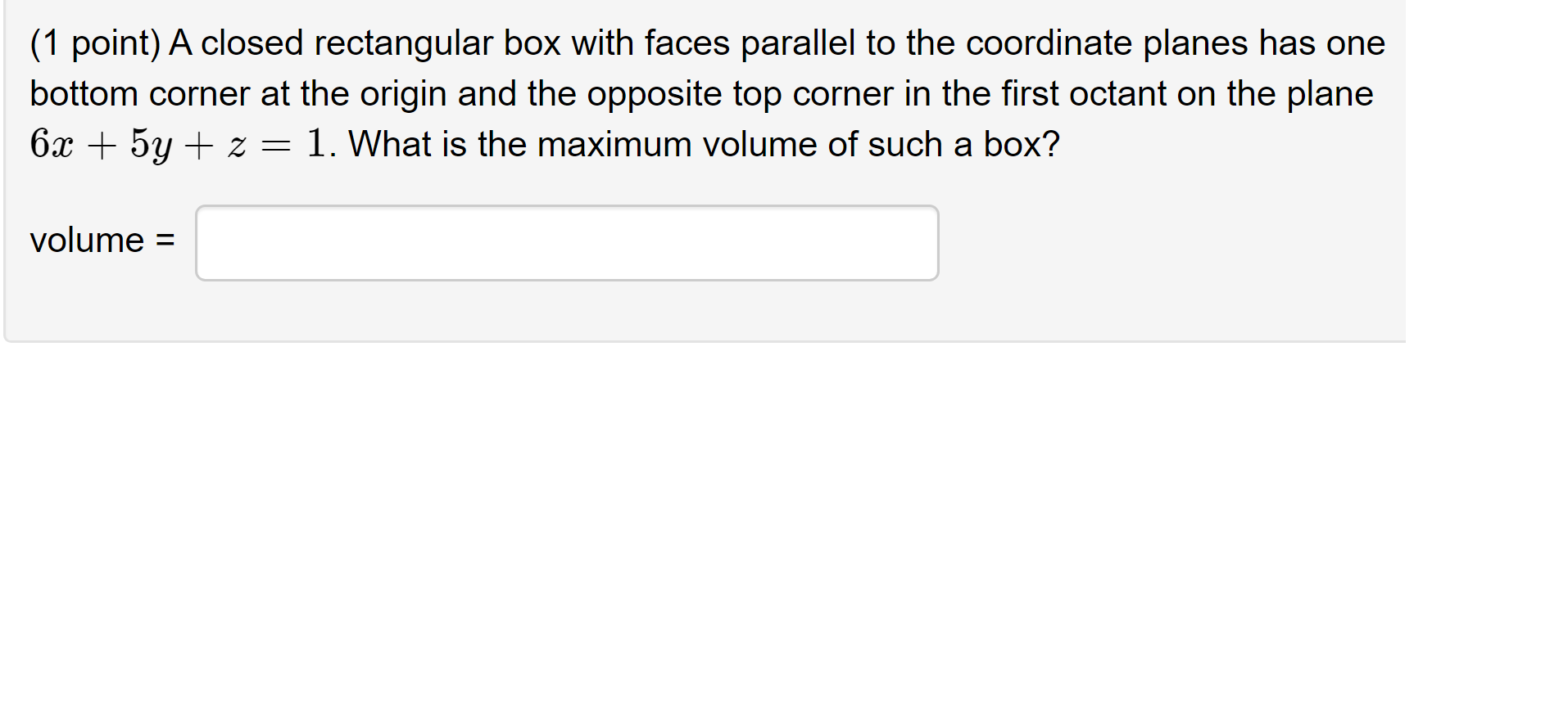 Solved (1 point) A closed rectangular box with faces | Chegg.com