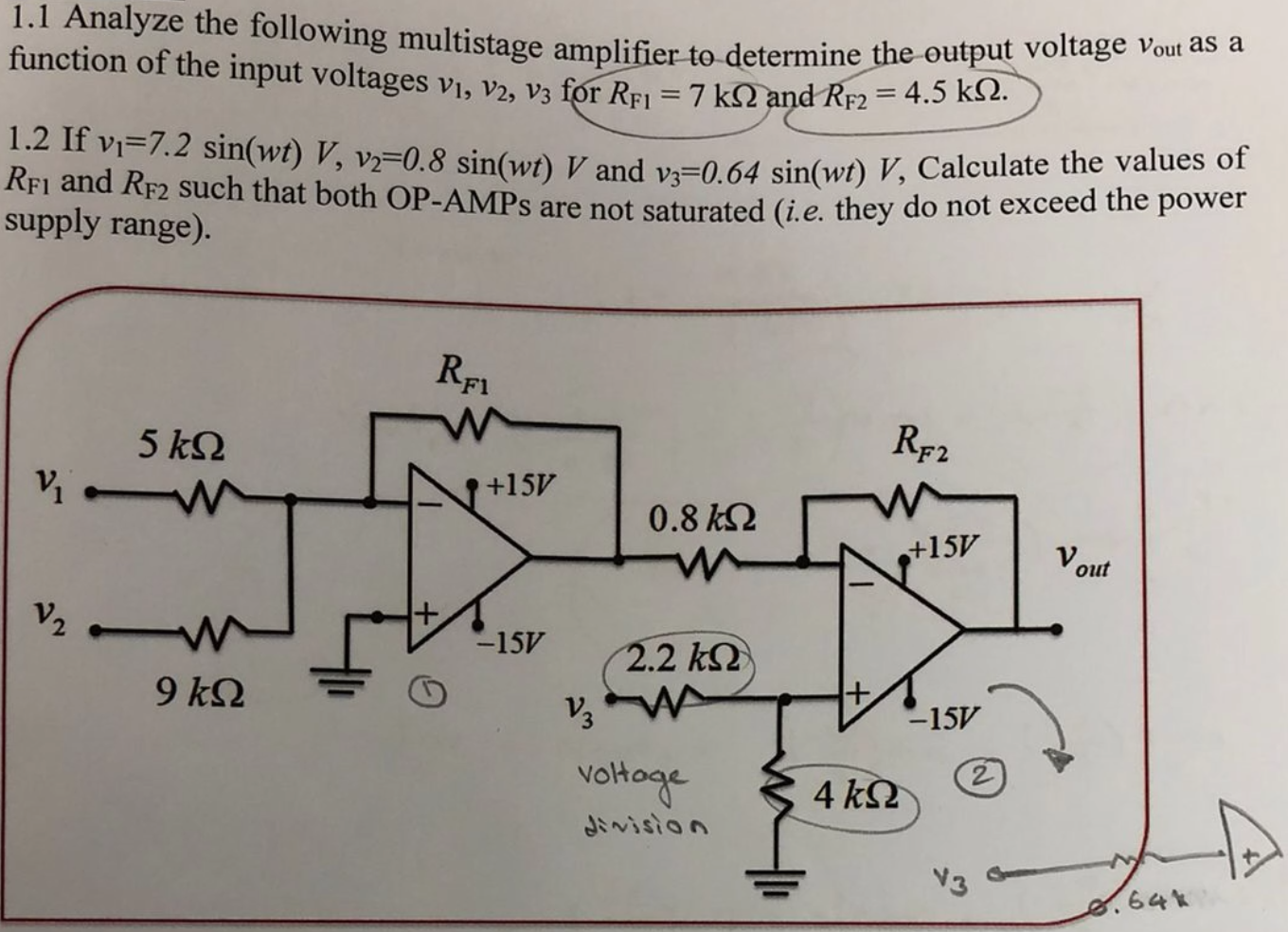 Solved 1.1 Analyze the following multistage amplifier to | Chegg.com Solved 1.1 Analyze the following multistage amplifier to | Chegg.com