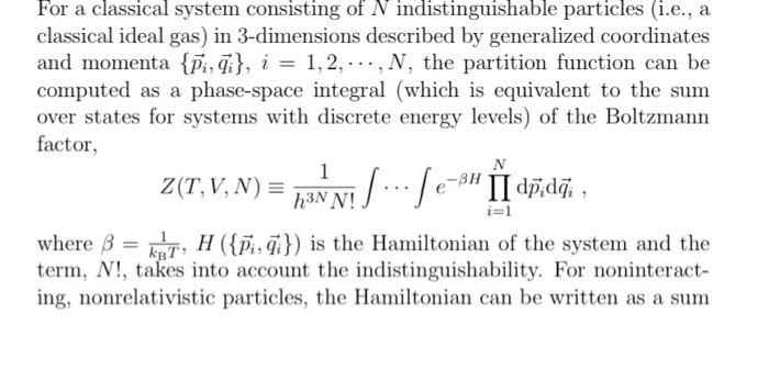 Solved For a classical system consisting of V | Chegg.com