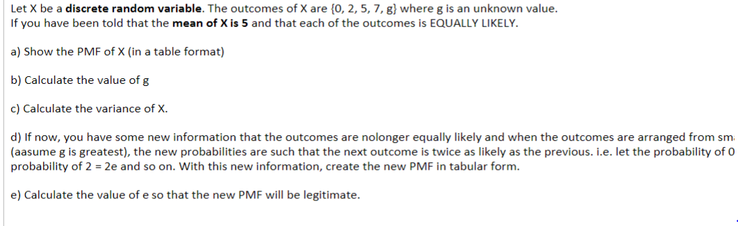 Solved Let X be a discrete random variable. The outcomes of | Chegg.com