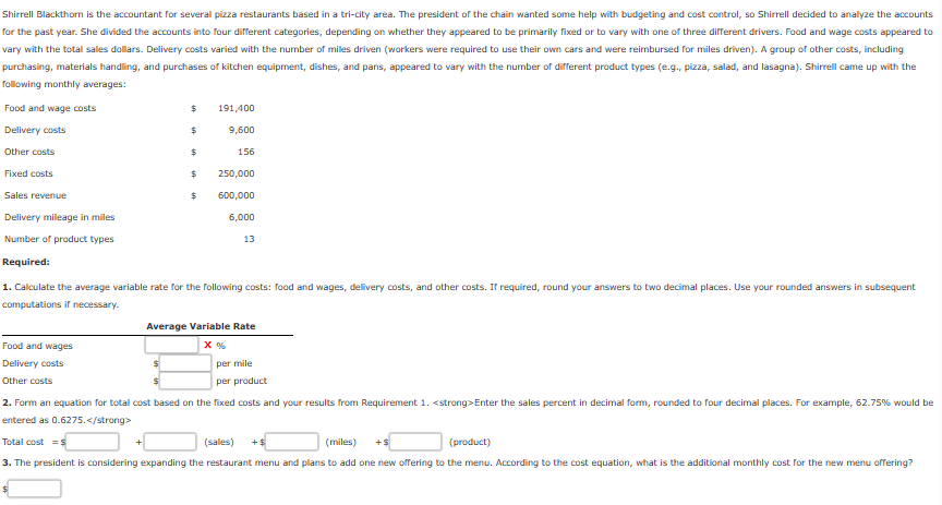 Solved following monthly averages:Required:computations if | Chegg.com