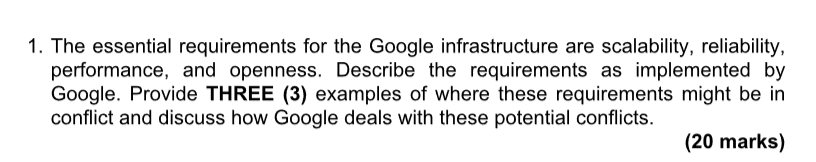 Solved 1. The essential requirements for the Google | Chegg.com