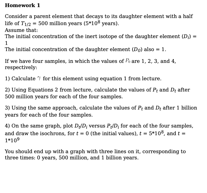 Solved Consider a parent element that decays to its daughter | Chegg.com