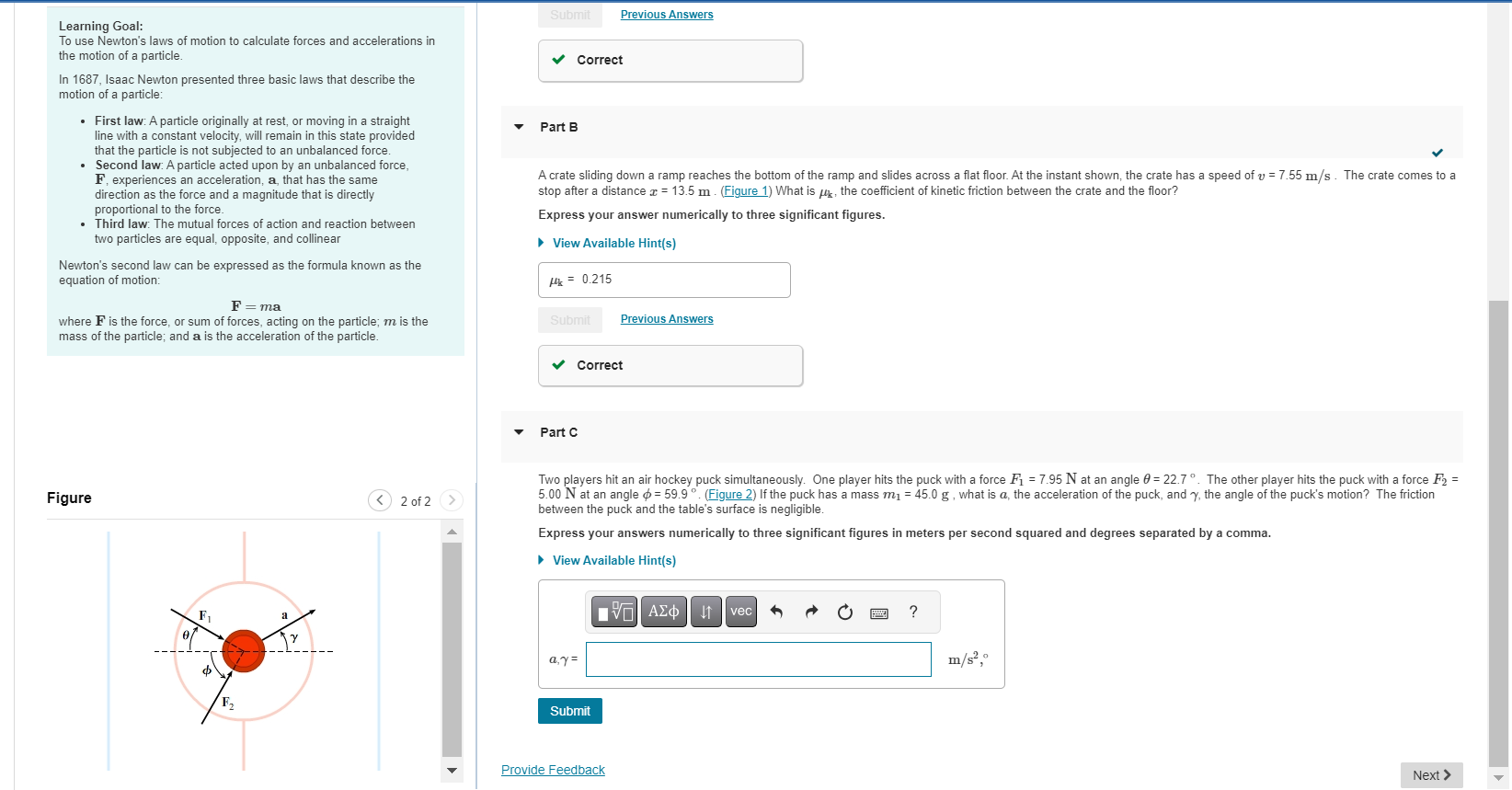 Solved Learning Goal: To use Newton's laws of motion to | Chegg.com