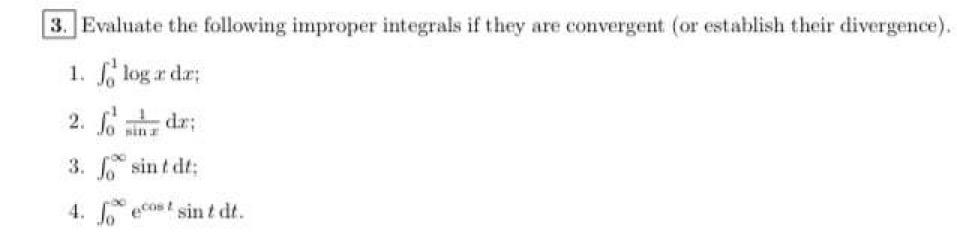 Solved 3. Evaluate the following improper integrals if they | Chegg.com