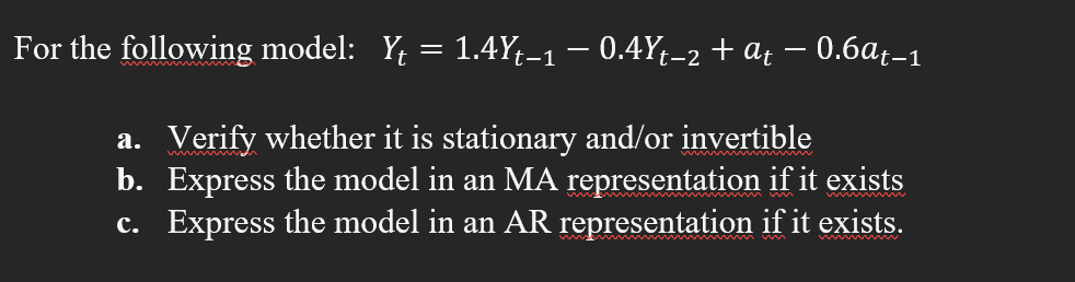Solved For the following model: | Chegg.com