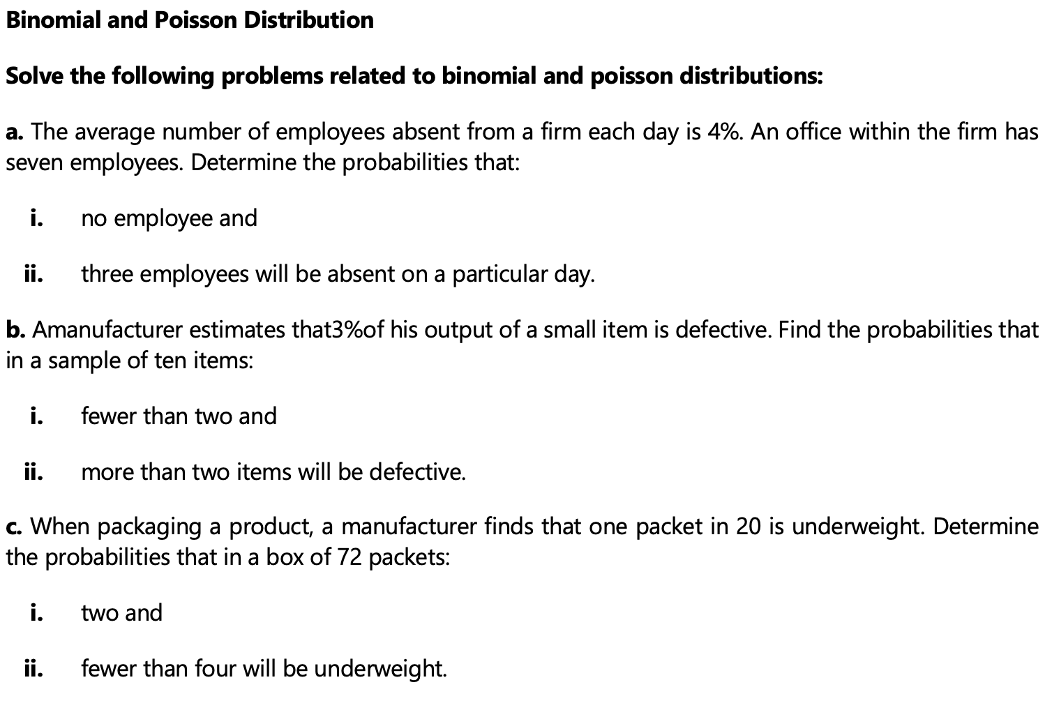 Solved Binomial and Poisson Distribution Solve the following | Chegg.com