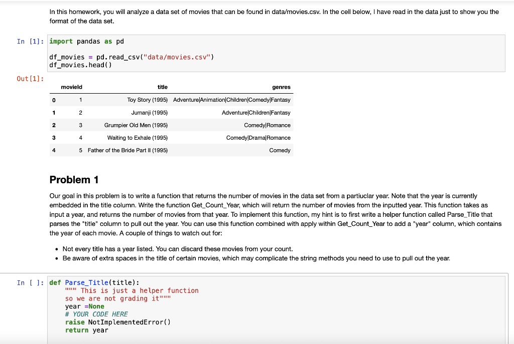 In this homework, you will analyze a data set of | Chegg.com