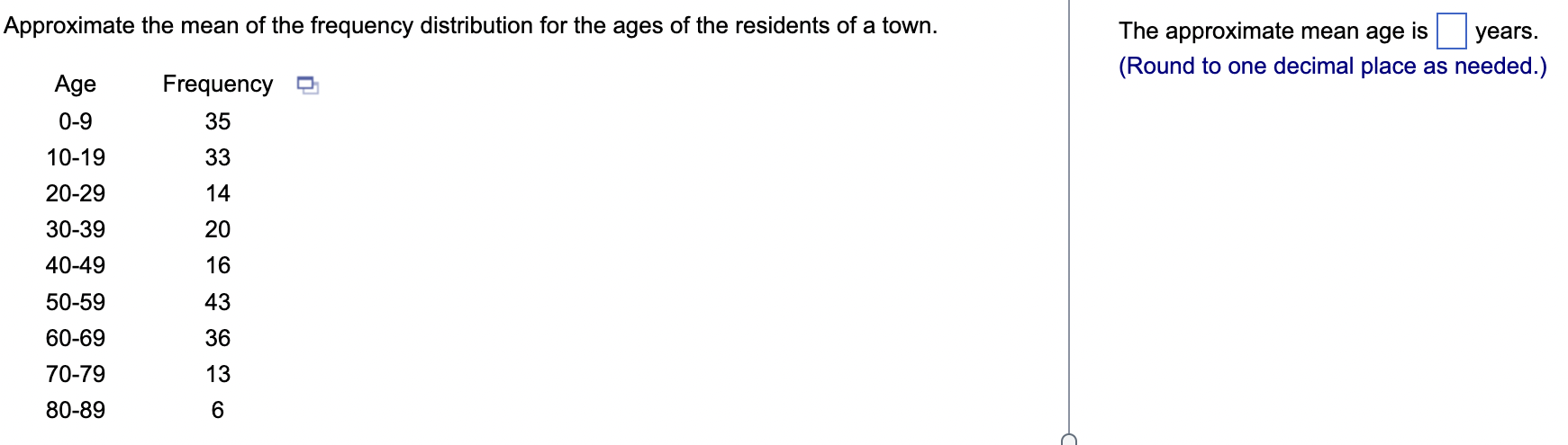 Solved Approximate the mean of the frequency distribution | Chegg.com
