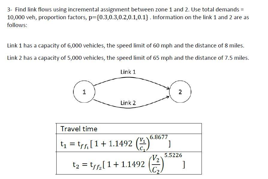Solved 3- Find link flows using incremental assignment | Chegg.com